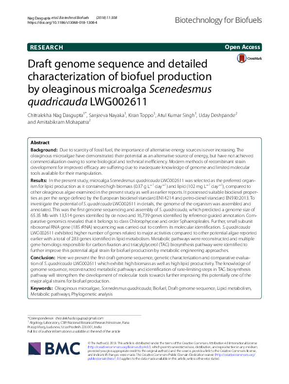 (PDF) Draft genome sequence and detailed characterization of biofuel production by oleaginous ...