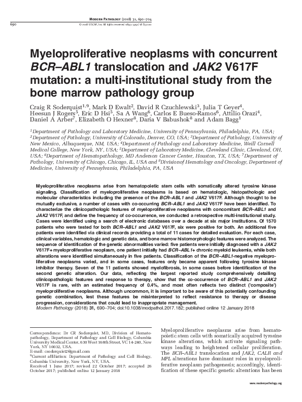 (PDF) Myeloproliferative neoplasms with concurrent BCR–ABL1 ...