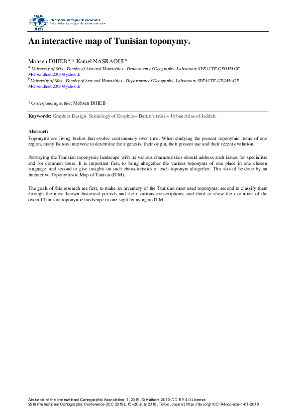 (PDF) An interactive map of Tunisian toponymy