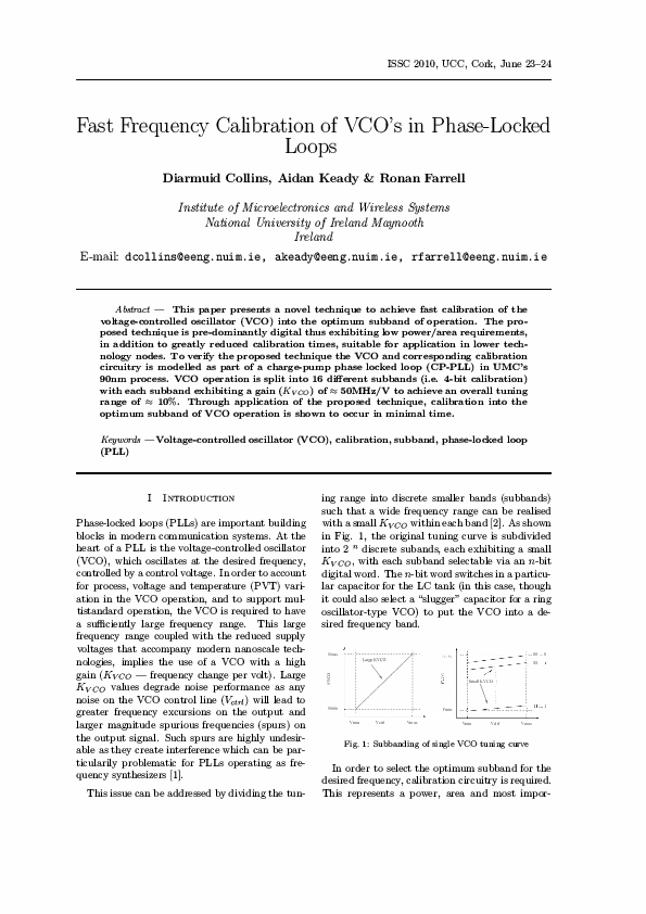 Pdf Rapid Vco Calibration In Phase Locked Loops