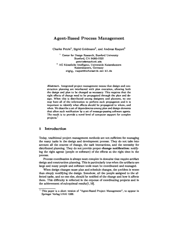 (PDF) Agent-Based Process Management | Charles Petrie - Academia.edu