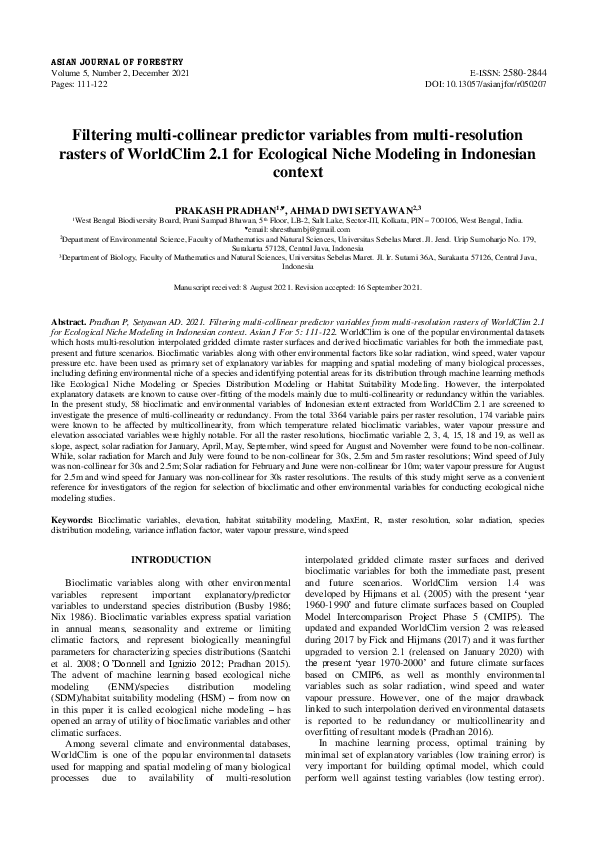 Pdf Filtering Multi Collinear Predictor Variables From Multi