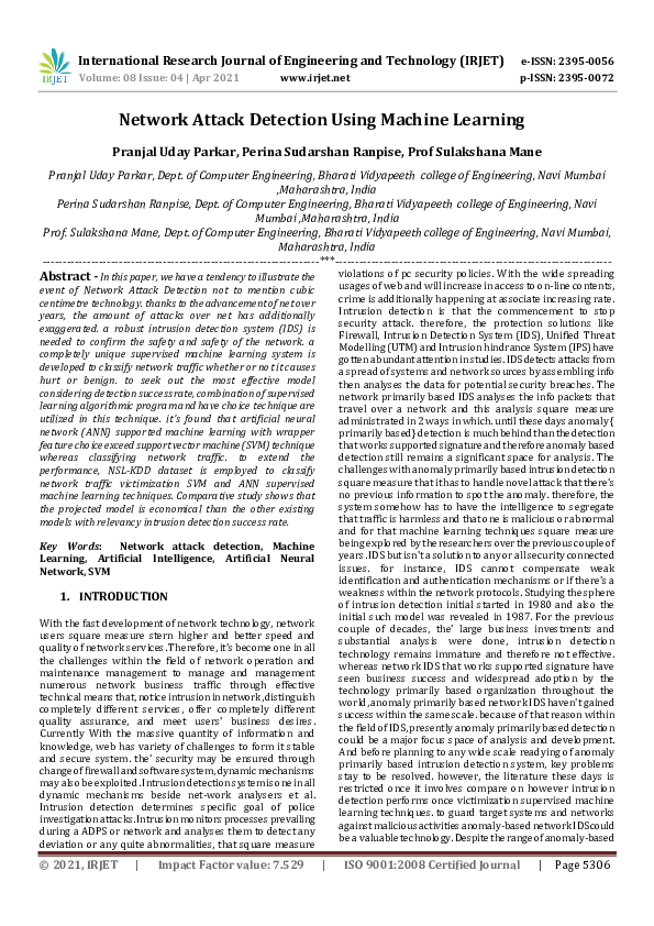 (PDF) Network Attack Detection Using Machine Learning