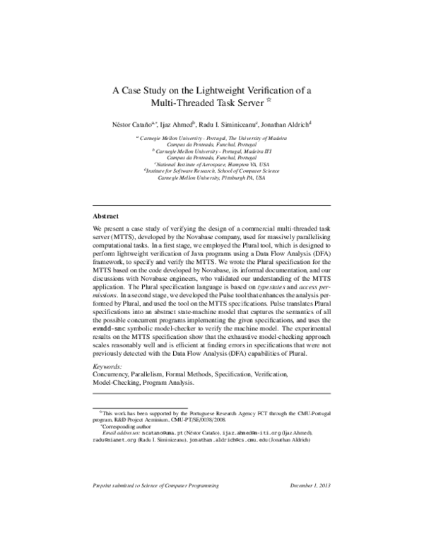 (PDF) A case study on the lightweight verification of a multi-threaded ...