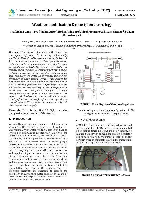 (PDF) Weather modification Drone (Cloud seeding