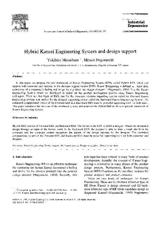 (PDF) Hybrid Kansei engineering system and design support