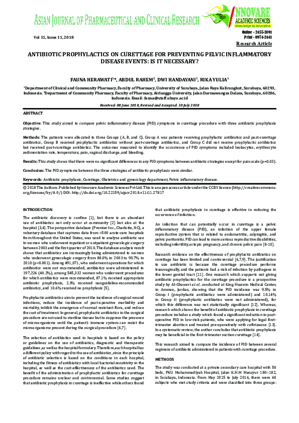 (PDF) Antibiotic Prophylactics on Curettage for Preventing Pelvic ...