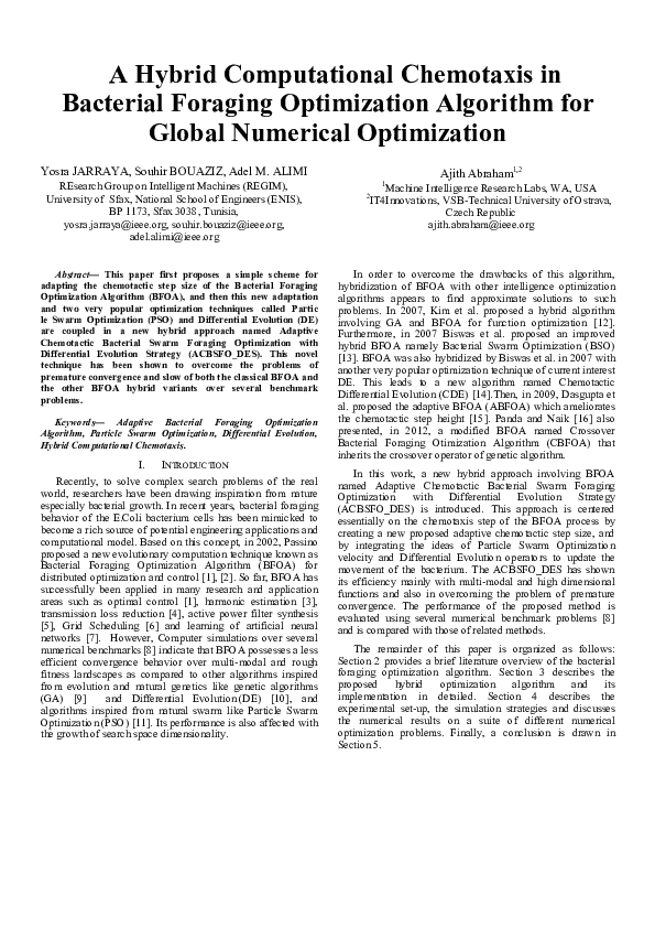 (PDF) A hybrid computational chemotaxis in bacterial foraging optimization algorithm for global ...