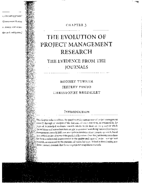 (PDF) The Evolution of Project Management Research: the Evidence from ...
