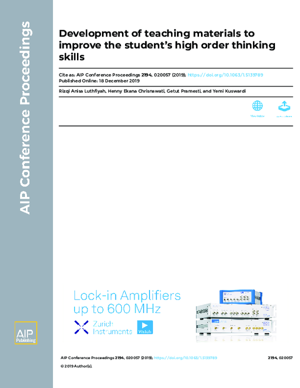 (PDF) Development of teaching materials to improve the student’s high ...