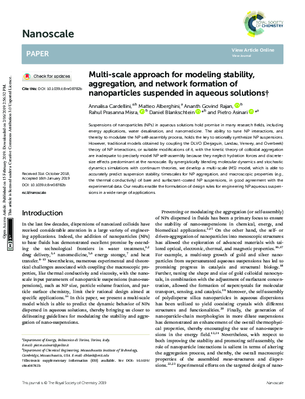 (PDF) Multi-scale approach for modeling stability, aggregation, and network formation of ...