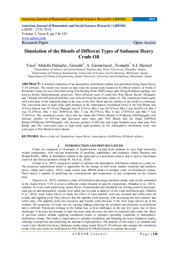 (PDF) Simulation of the Blends of Different Types of Sudanese Heavy ...
