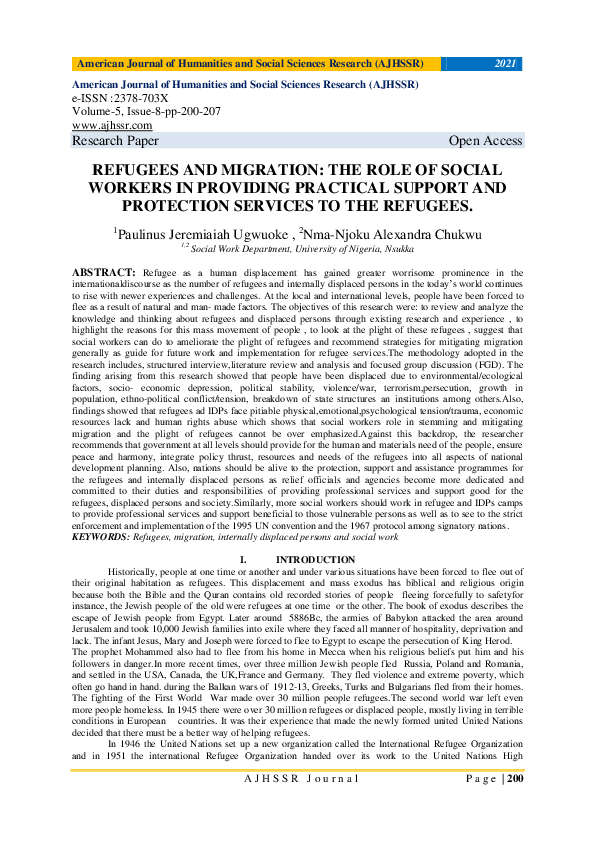 (PDF) REFUGEES AND MIGRATION: THE ROLE OF SOCIAL WORKERS IN PROVIDING ...