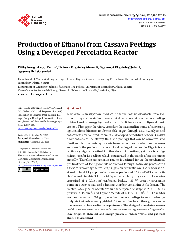 (PDF) Production of Ethanol from Cassava Peelings Using a Developed ...