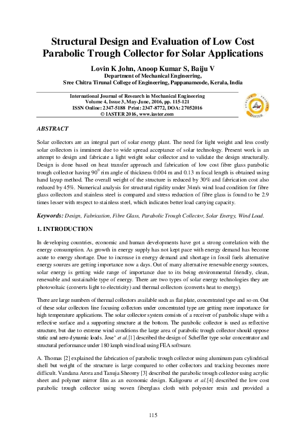 (PDF) Structural Design and Evaluation of Low Cost Parabolic Trough ...