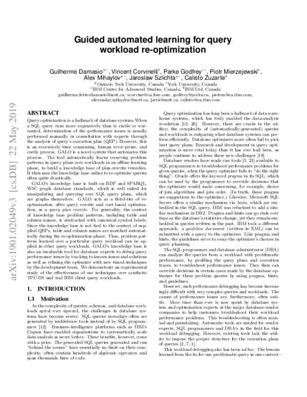 (PDF) Guided automated learning for query workload re-optimization