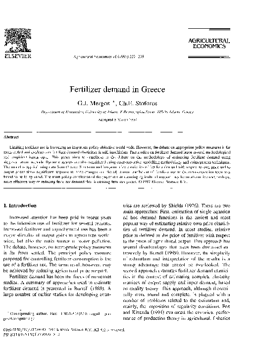 (PDF) Fertilizer demand in Greece