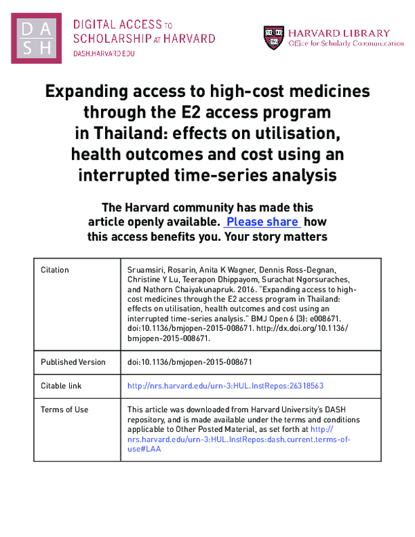 (PDF) Expanding access to high-cost medicines through the E2 access ...