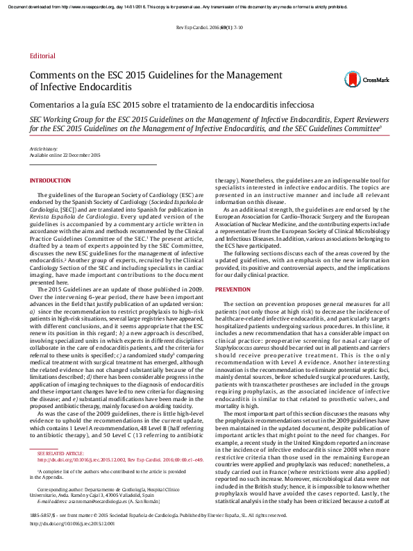 (PDF) 2015 ESC Guidelines for the management of infective endocarditis ...