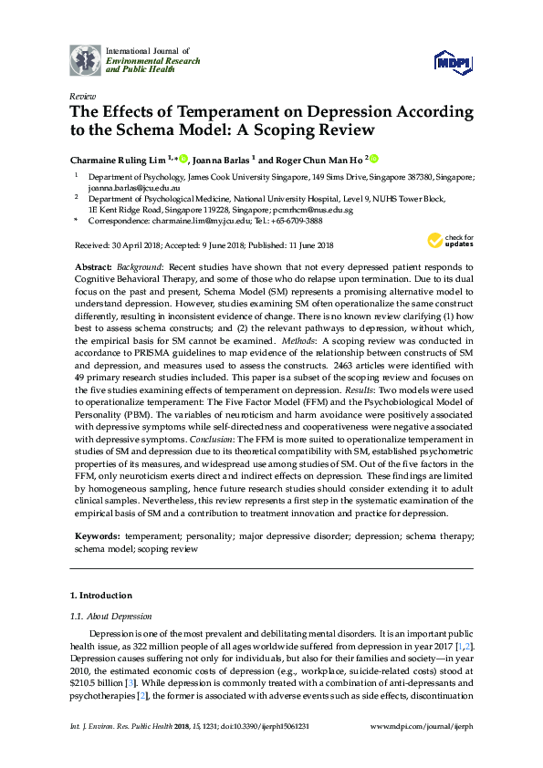 (PDF) The Effects of Temperament on Depression According to the Schema ...