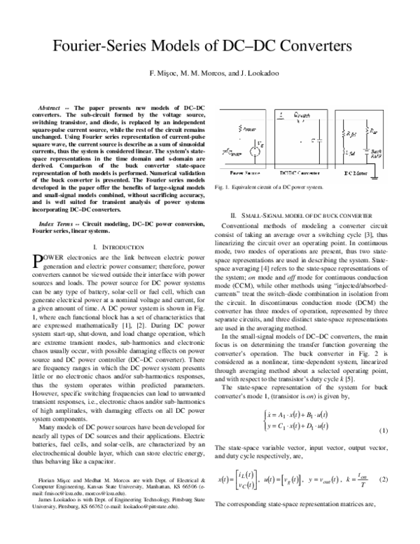 (PDF) Fourier-series models of DC-DC converters