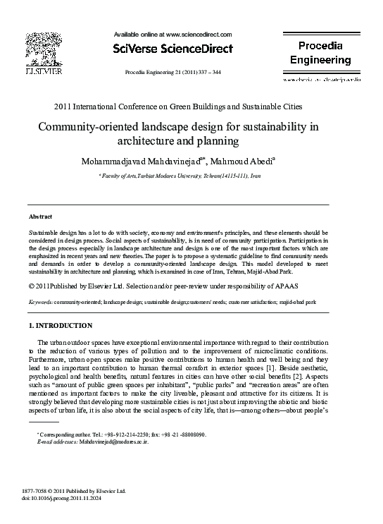 (PDF) Community-oriented landscape design for sustainability in ...