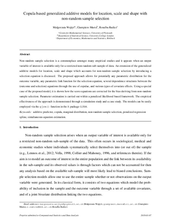(PDF) Copula based generalized additive models for location, scale and ...