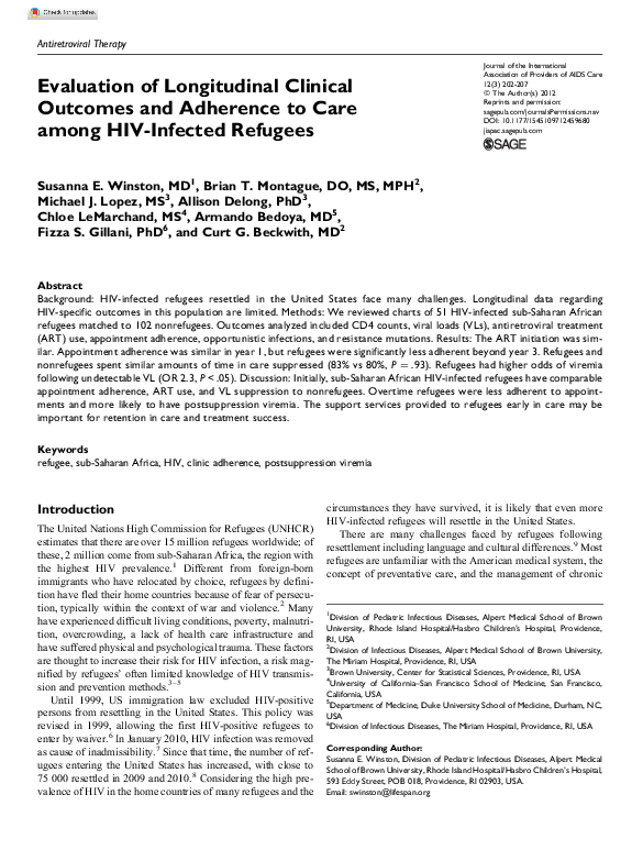 (PDF) Evaluation of Longitudinal Clinical Outcomes and Adherence to ...