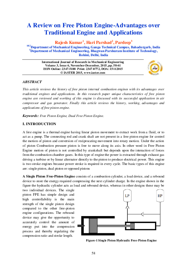 (PDF) A Review on Free Piston Engine-Advantages over Traditional Engine ...