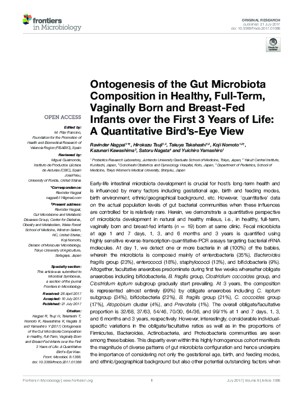 (PDF) Ontogenesis of the Gut Microbiota Composition in Healthy, Full ...