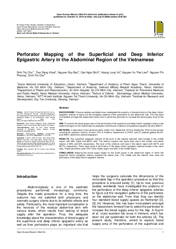 (PDF) Perforator Mapping of the Superficial and Deep Inferior Epigastric Artery in the Abdominal ...