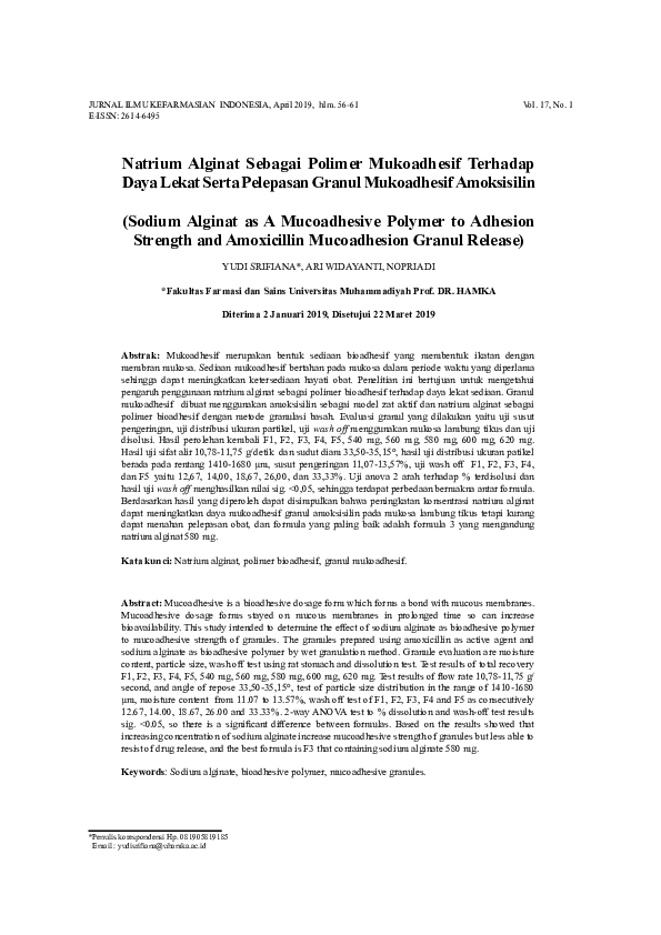 (PDF) Natrium Alginat sebagai Polimer Mukoadhesif terhadap Daya Lekat ...
