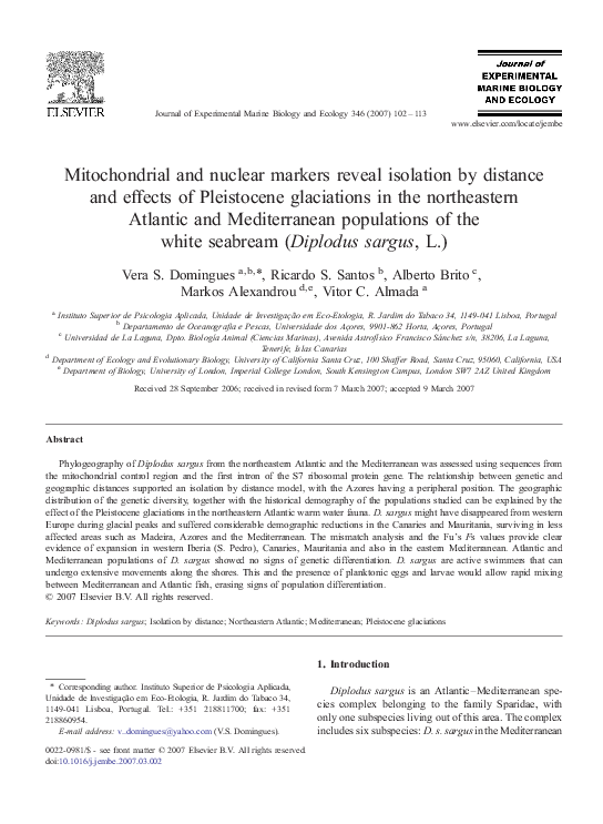 (PDF) Mitochondrial and nuclear markers reveal isolation by distance ...