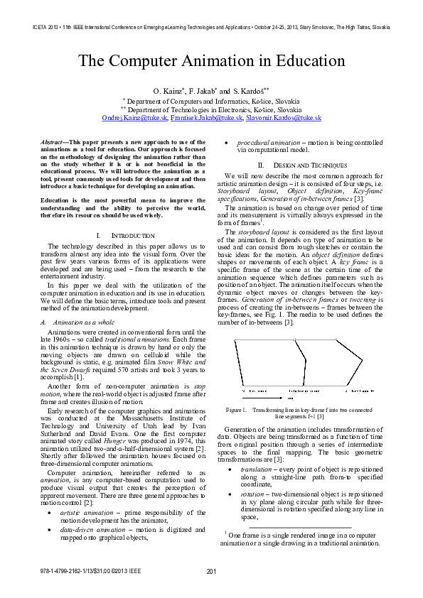 (PDF) The computer animation in education