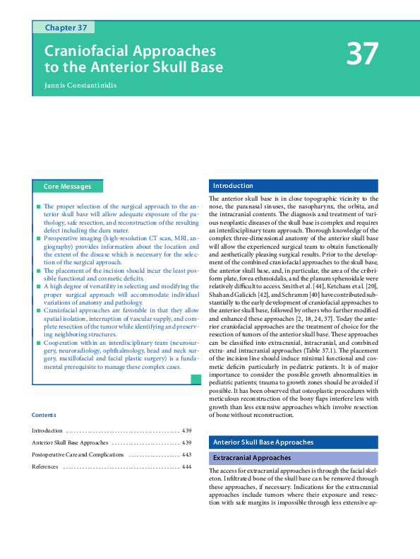 (PDF) Craniofacial Approaches to the Anterior Skull Base