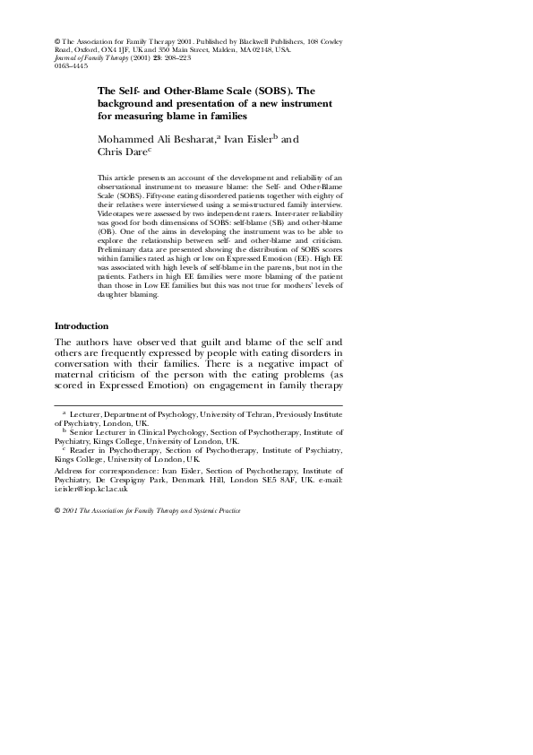 (PDF) The Self- and Other-Blame Scale (SOBS). The background and ...