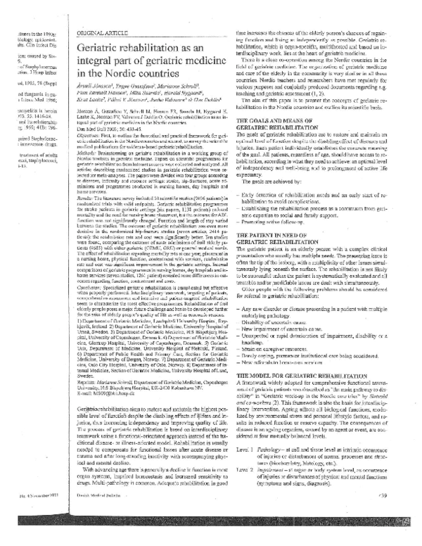 (PDF) Geriatric rehabilitation as an integral part of geriatric ...