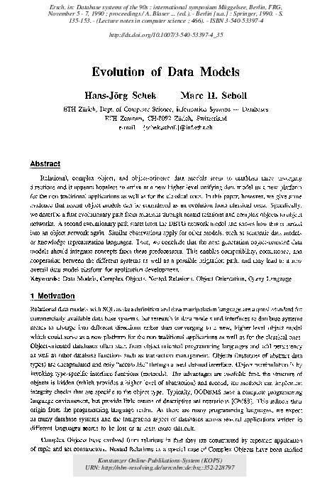 (PDF) Evolution of data models