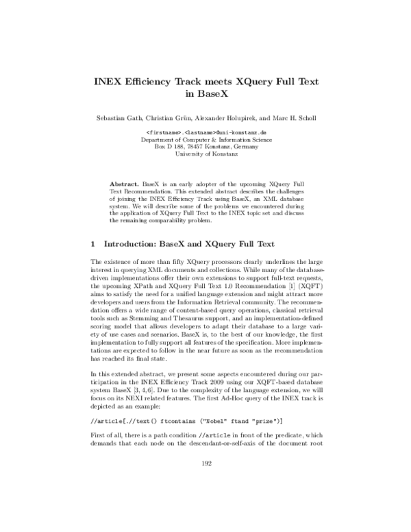 (PDF) INEX Efficiency Track meets XQuery Full Text in BaseX