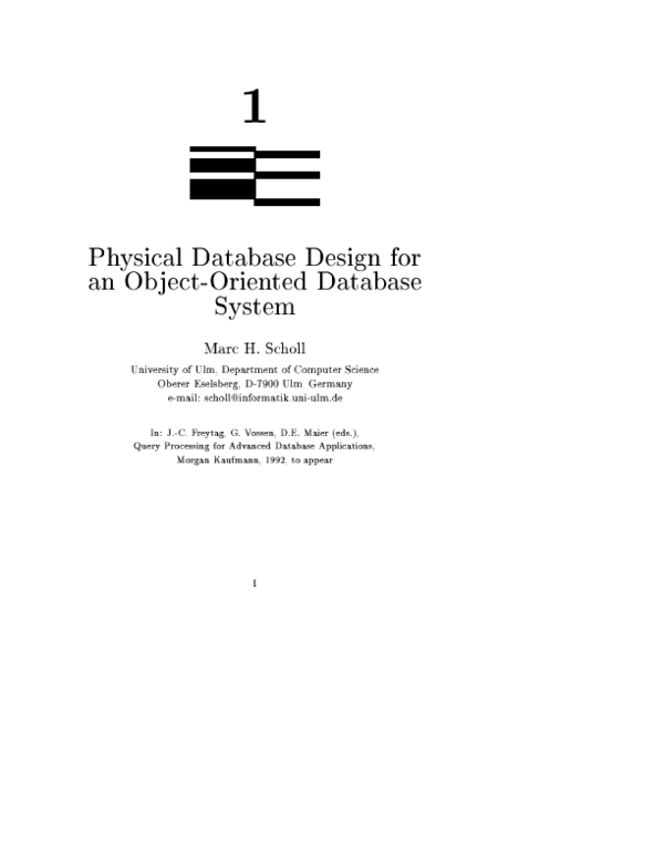 (PDF) Physical Database Design for an Object-Oriented Database System