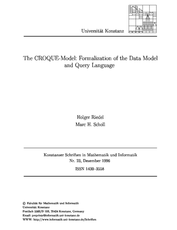 (PDF) The CROQUE-Model: Formalization of the Data Model and Query Language