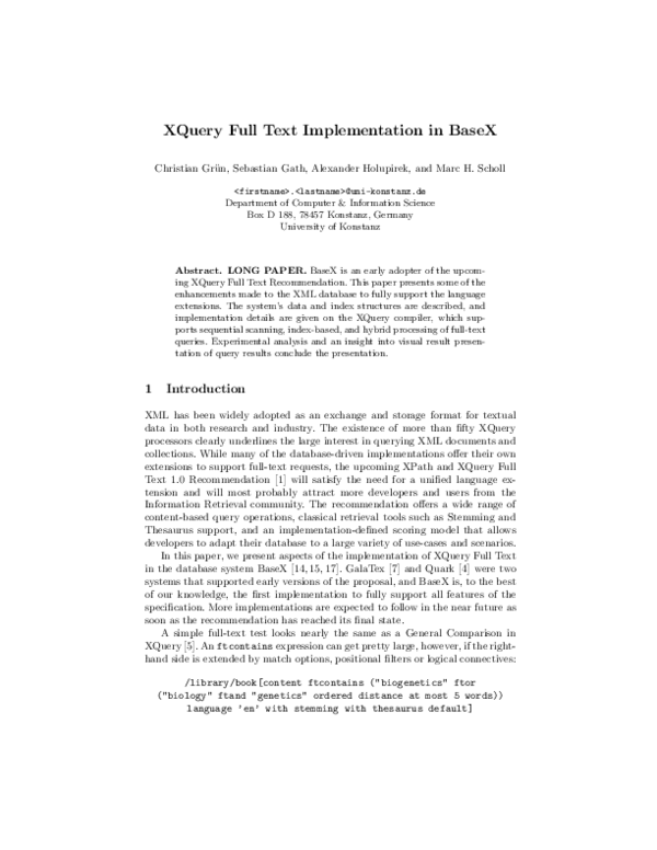 (PDF) XQuery Full Text Implementation in BaseX