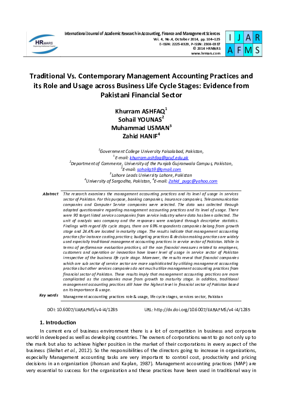 (PDF) Traditional Vs. Contemporary Management Accounting Practices and ...