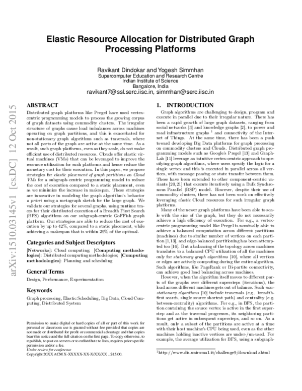(PDF) Elastic Partition Placement for Non-stationary Graph Algorithms