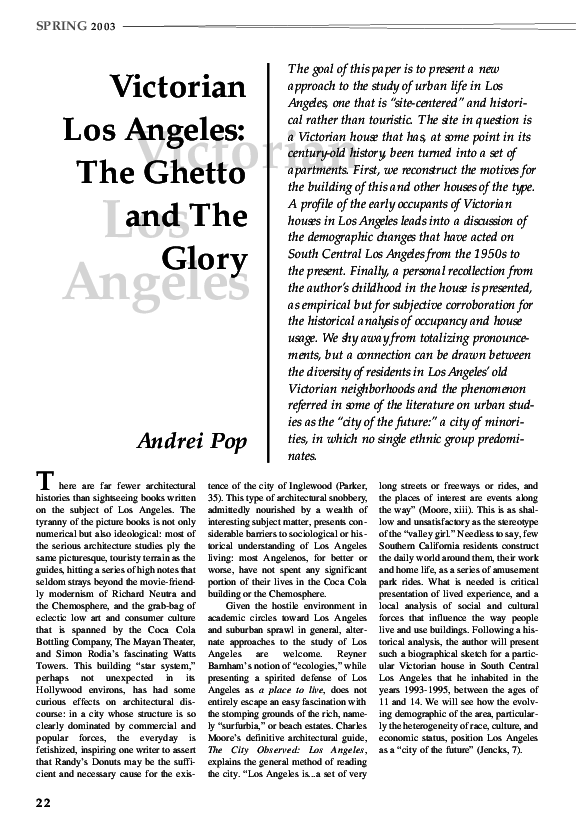 (PDF) Victorian Los Angeles: The Ghetto and the Glory