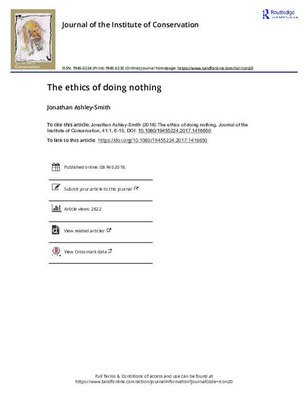 (PDF) The ethics of doing nothing
