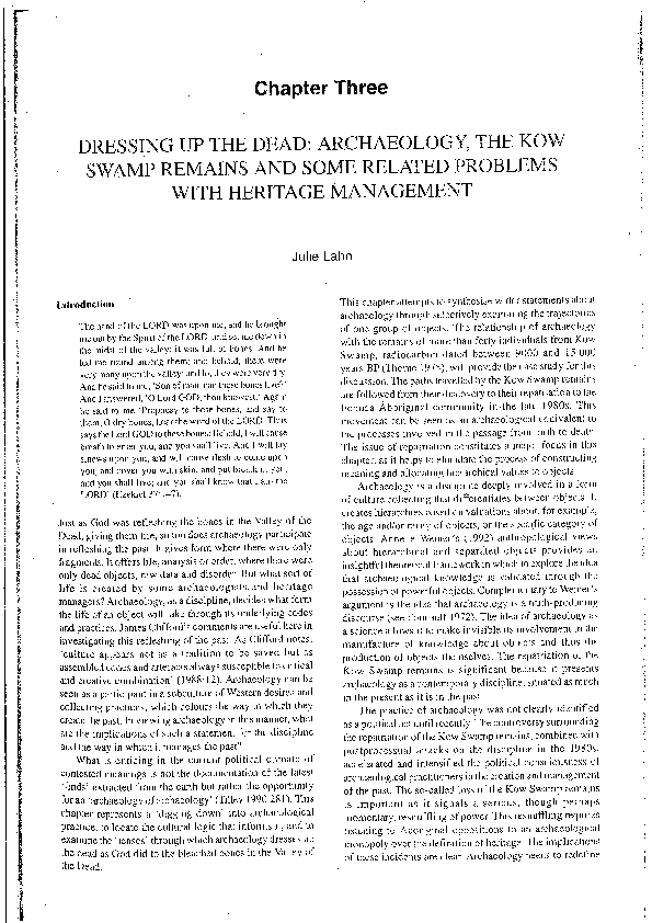 (PDF) Dressing Up the Dead: Archaeology, the Kow Swamp Remains and Some ...