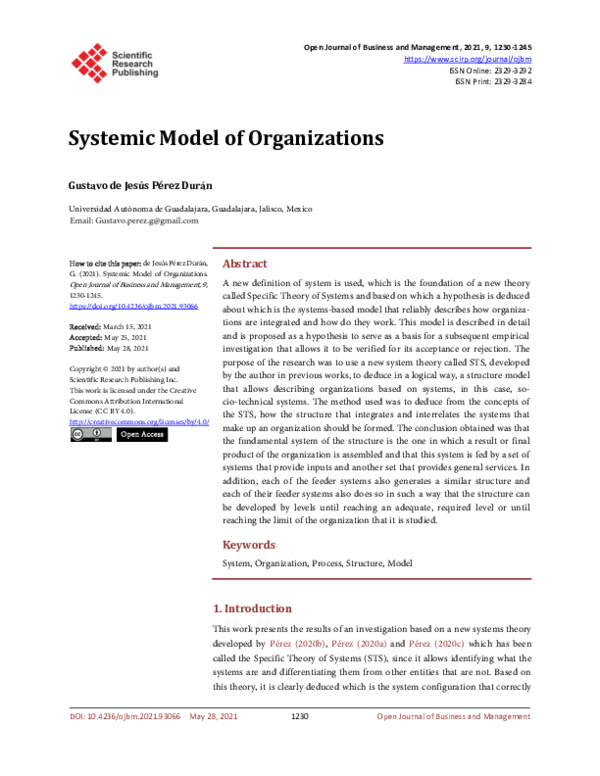 (PDF) Systemic Model of Organizations