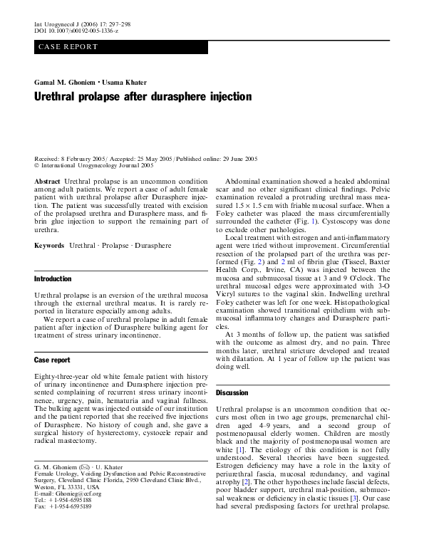 (PDF) Urethral prolapse after durasphere injection