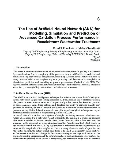 Pdf The Use Of Artificial Neural Network Ann For Modelling Simulation And Prediction Of